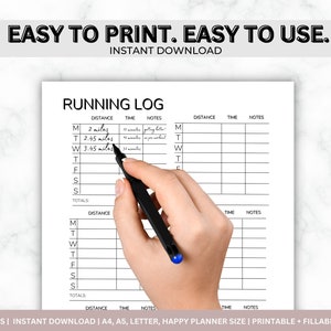 Weekly Running Log Printable Template, Running Journal, Cardio Training ...