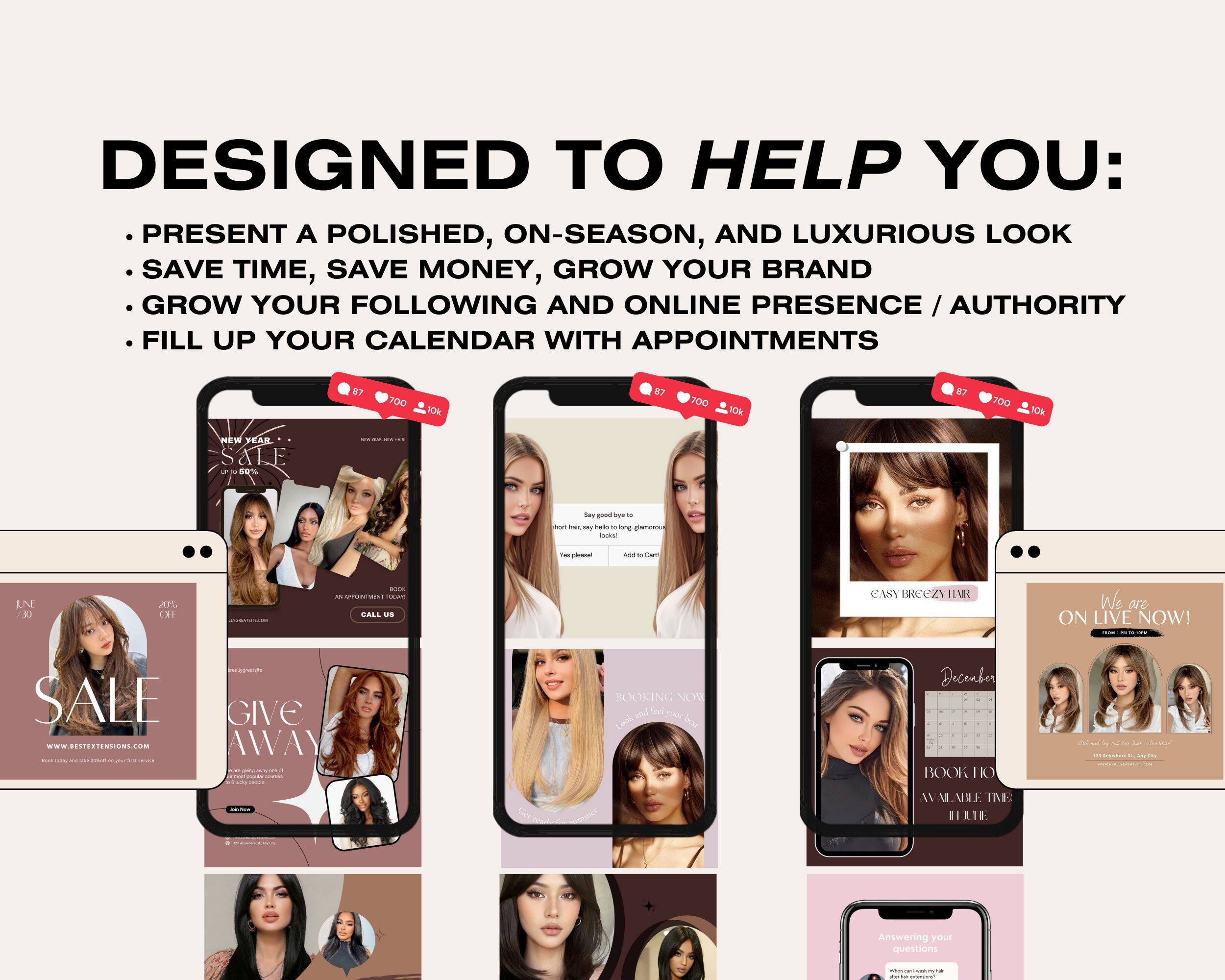 100 Hair Extension Marketing Templates, Hair Extension Instagram, Hair ...