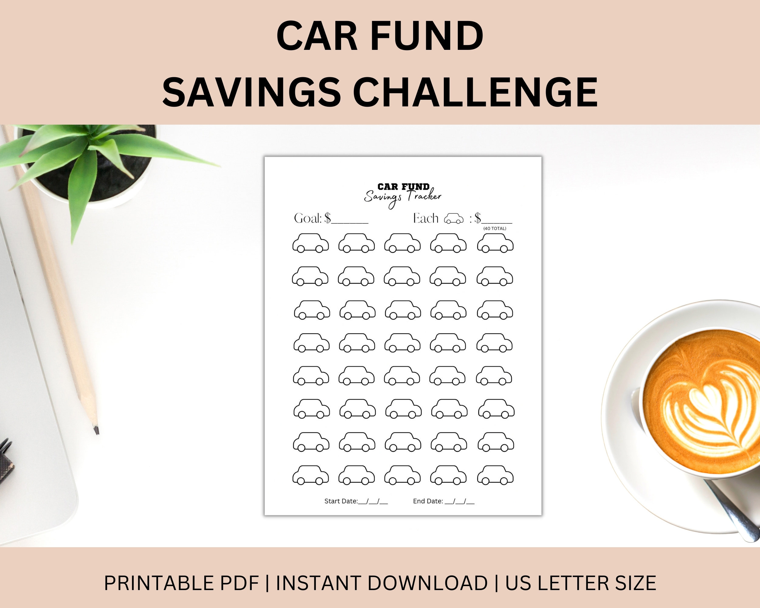 Car Saving Tracker Printable Car Fund Savings Tracker Money - Etsy