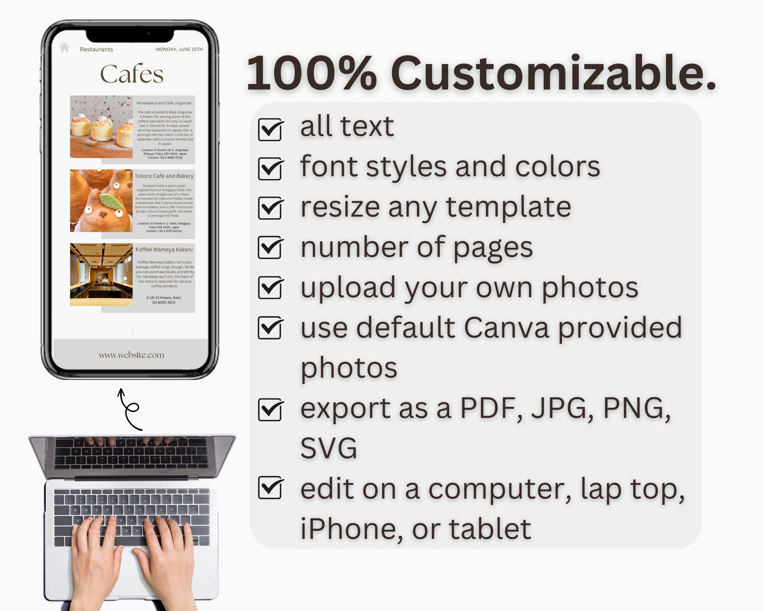 JAPAN Travel Itinerary Template Modern Minimal Boho, Ipad, Tablet ...