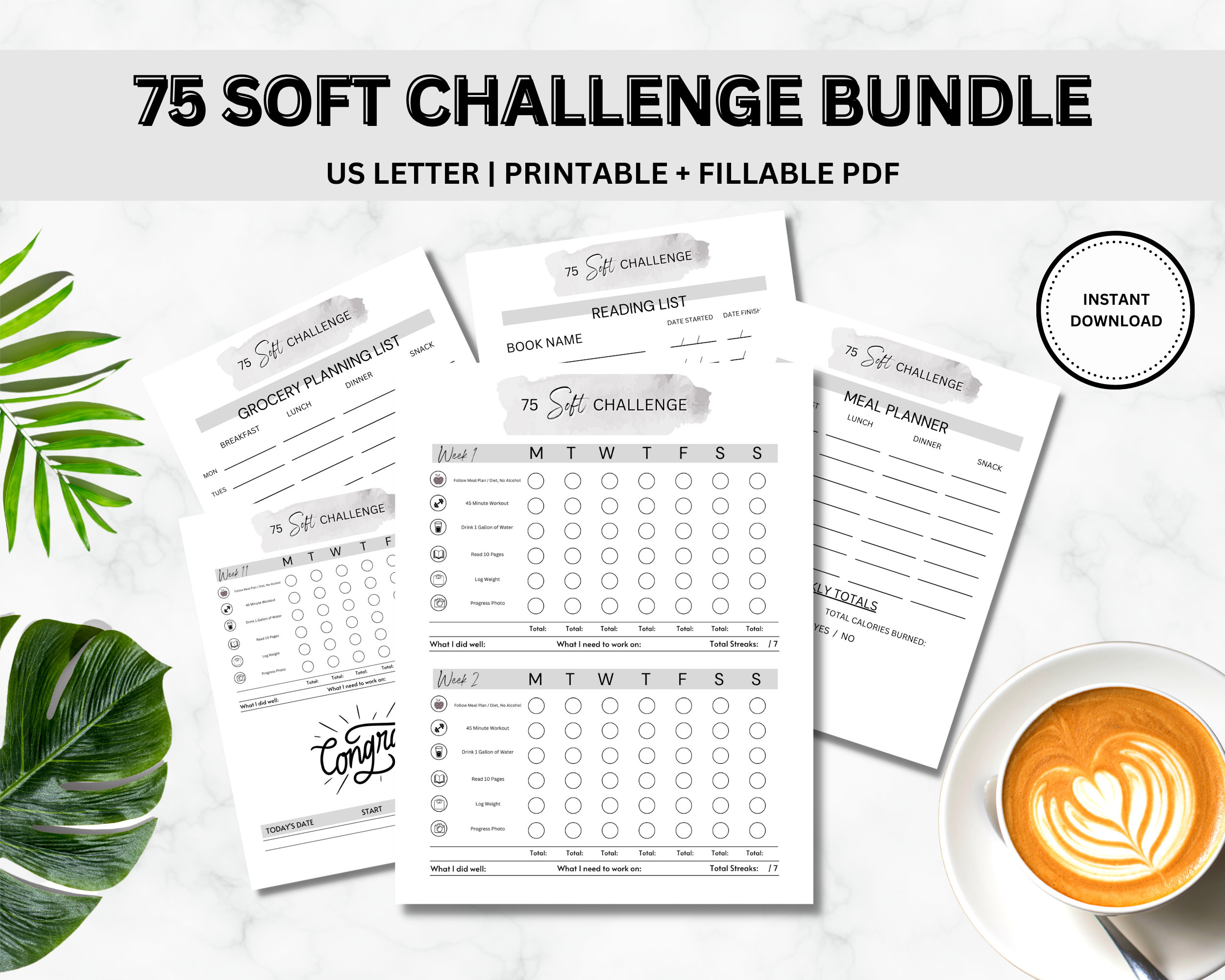 EDITABLE 75 Soft Challenge Template 75 Hard Printable 75 - Etsy