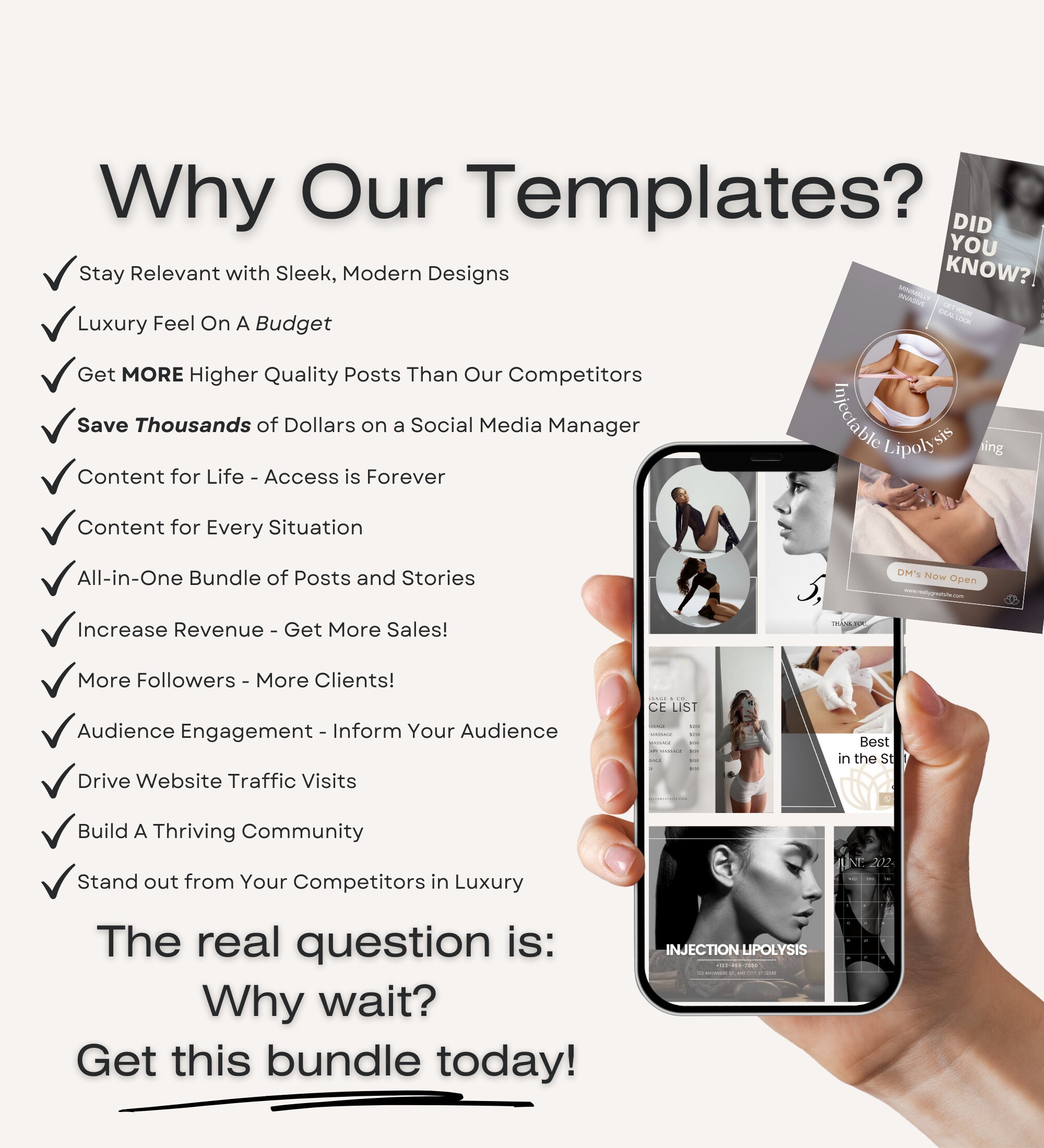 FAT DISSOLVE Instagram Posts Injectable Lipolysis Instagram Templates ...