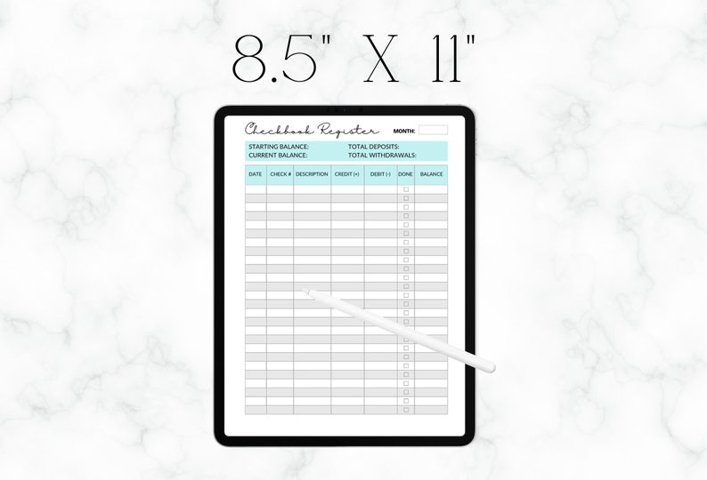 PRINTABLE Checkbook Register Finance Tracker Check Register Financial ...