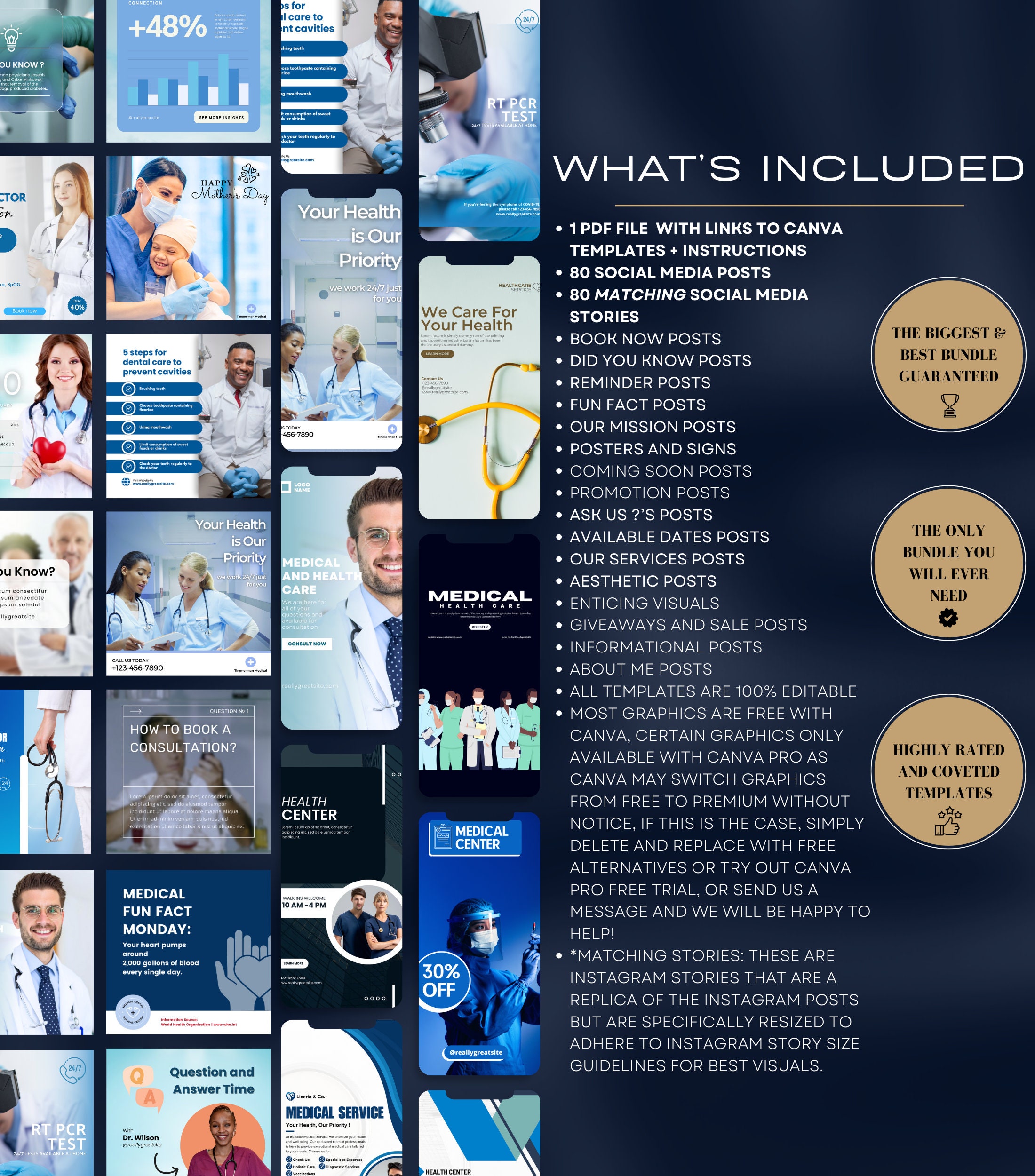 160 MEDICAL Instagram Templates Hospital Templates Healthcare Instagram ...