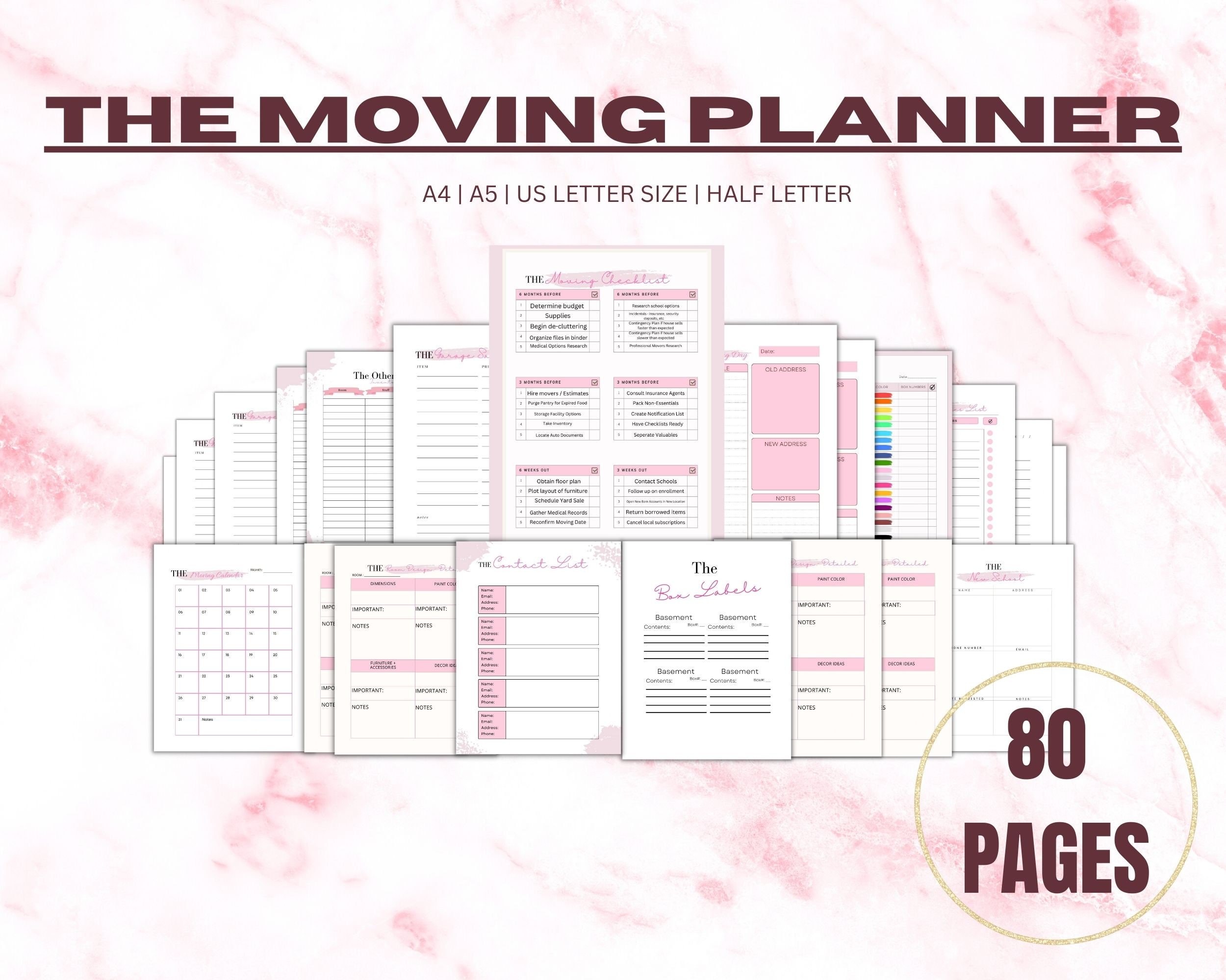 The Moving Planner PRINTABLE, Moving Guide, Relocation Checklist ...