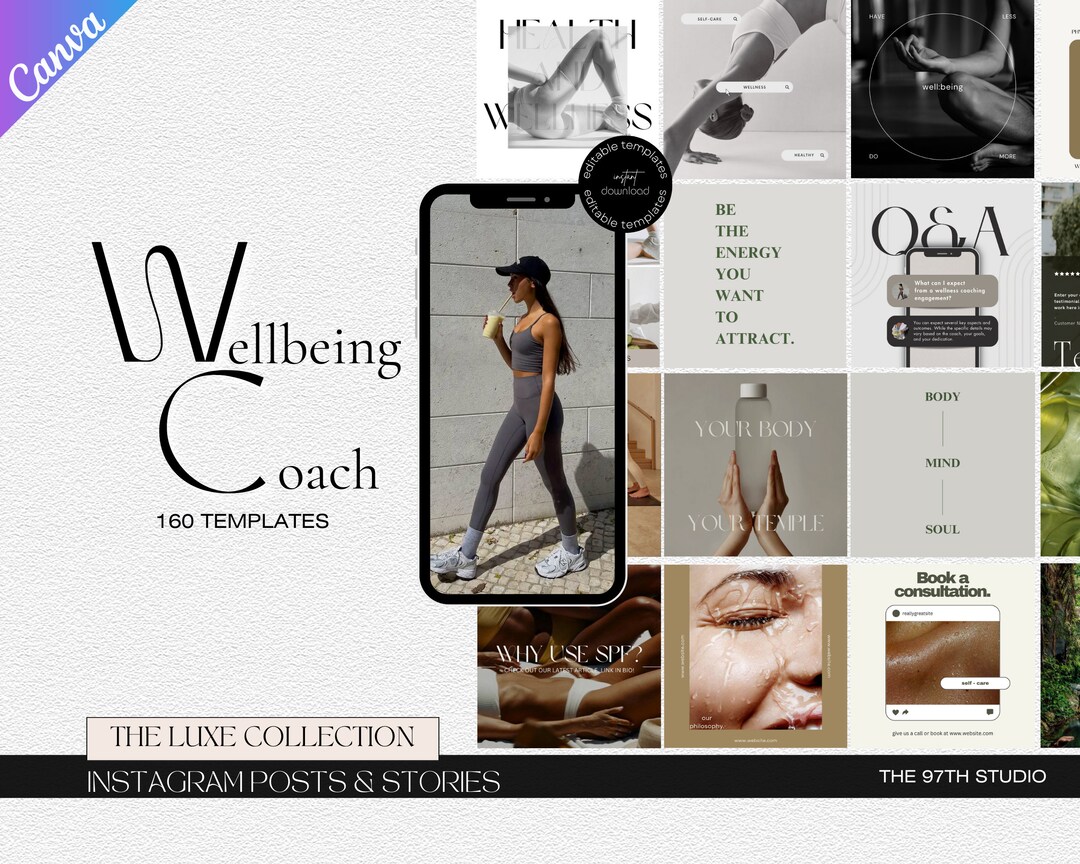 160 Wellbeing Coach Marketing Templates,health Coach Instagram ...
