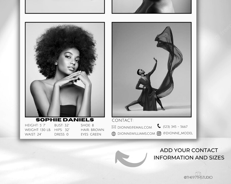 COMP CARD Template Modeling Photocard Zed Card for Models Z - Etsy