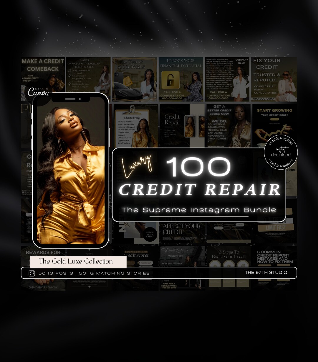 100 Credit Repair Instagram Templates | Credit Repair Posts | Credit ...
