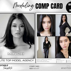 COMP CARD Template Modeling Photocard Zed Card for Models Z - Etsy