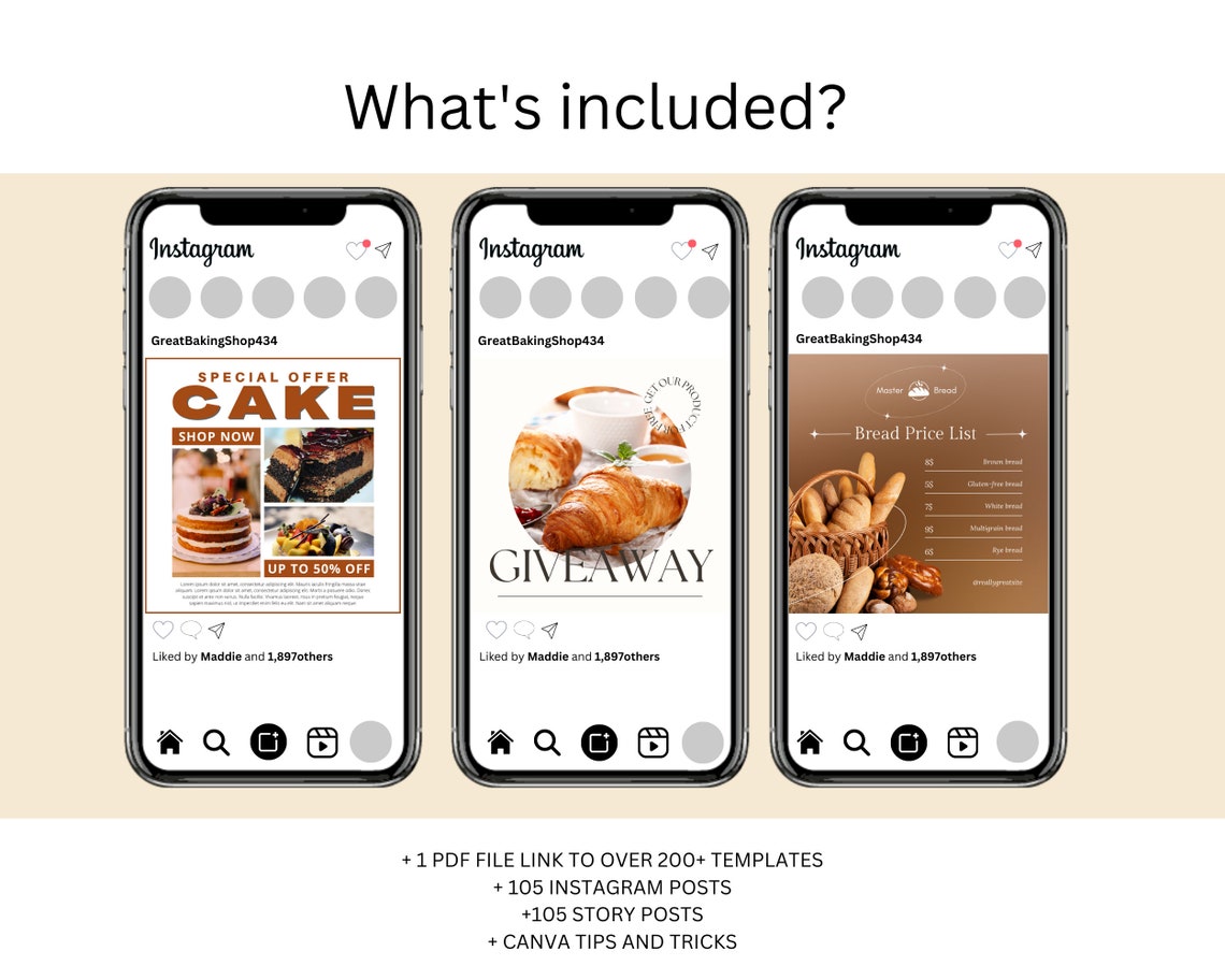 Bakery Instagram Post Templates Bakery Instagram Template - Etsy