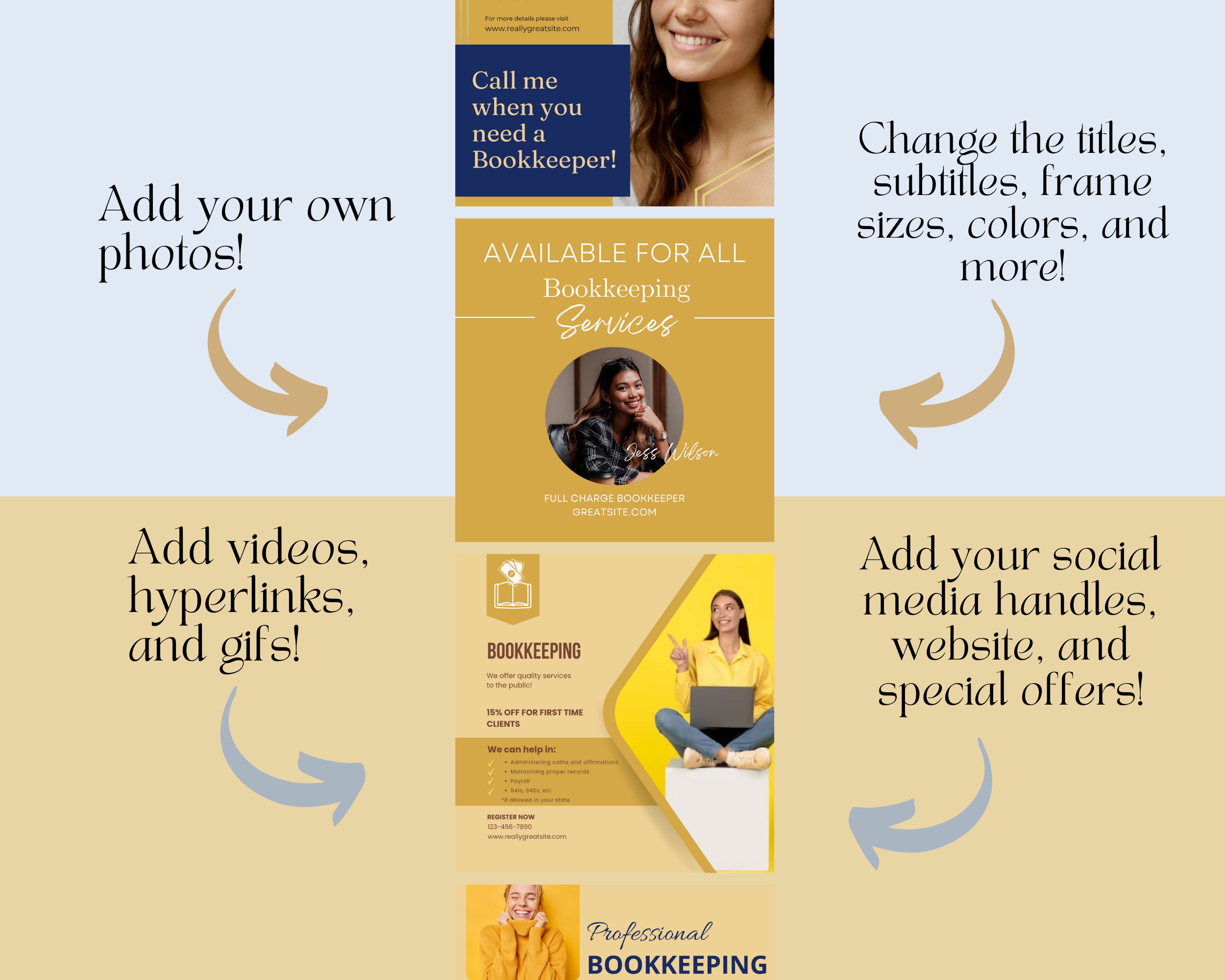 100 Bookkeeping Social Media Bundle Bookkeeper Canva Template Finance ...