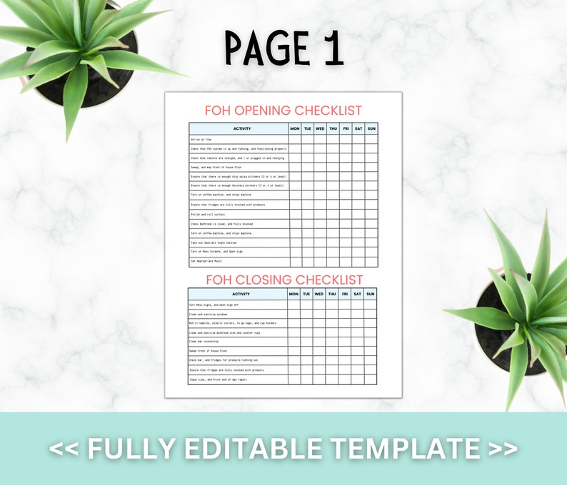 Restaurant Templates Starter Pack, Cleaning Checklist, Restaurant ...