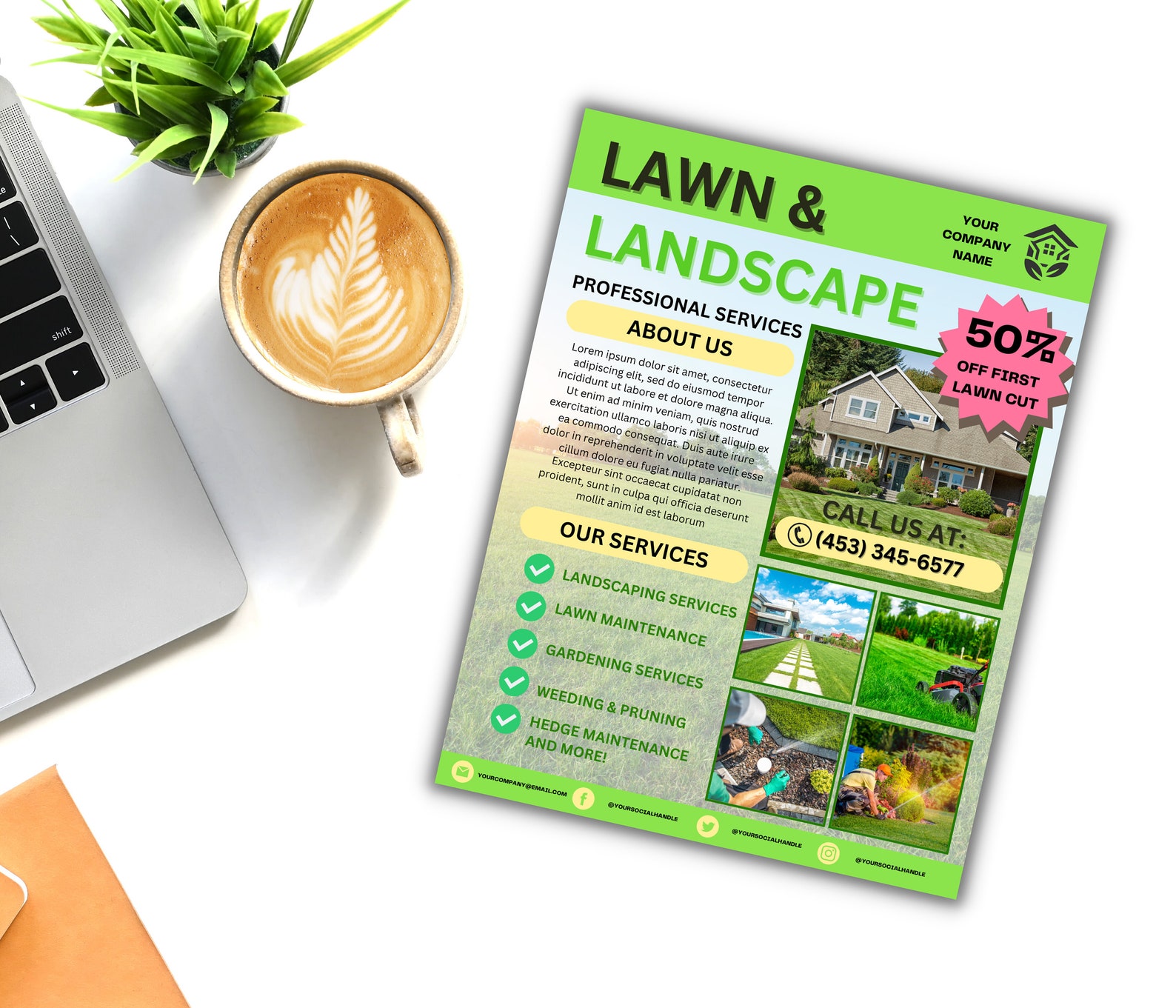 Lawn Care Branding Kit, Landscaping Invoice, Landscaping Brand Kit With ...