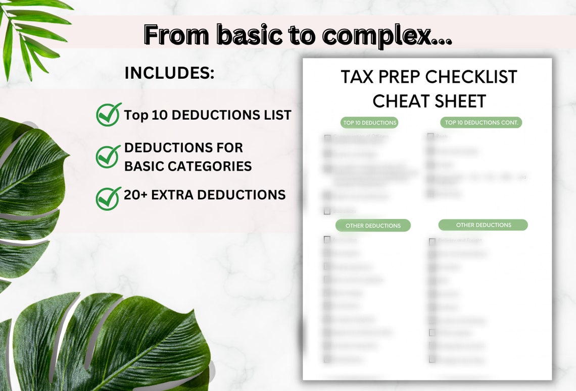 Tax Prep Checklist Tracker Printable for S Corporations, Tax Checklist ...