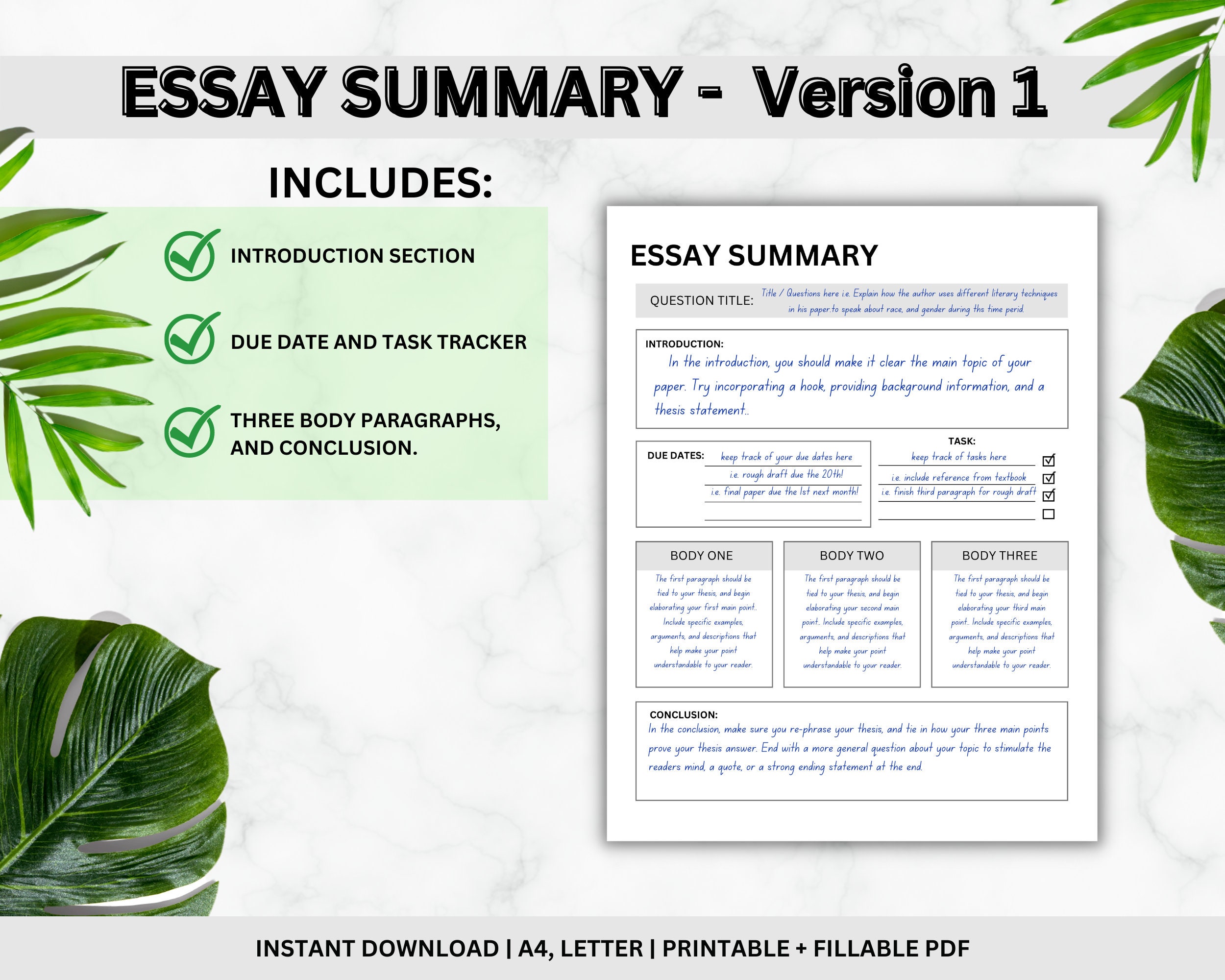 8 Pg Essay Planner Printable BUNDLE for Students, Essay Writing ...