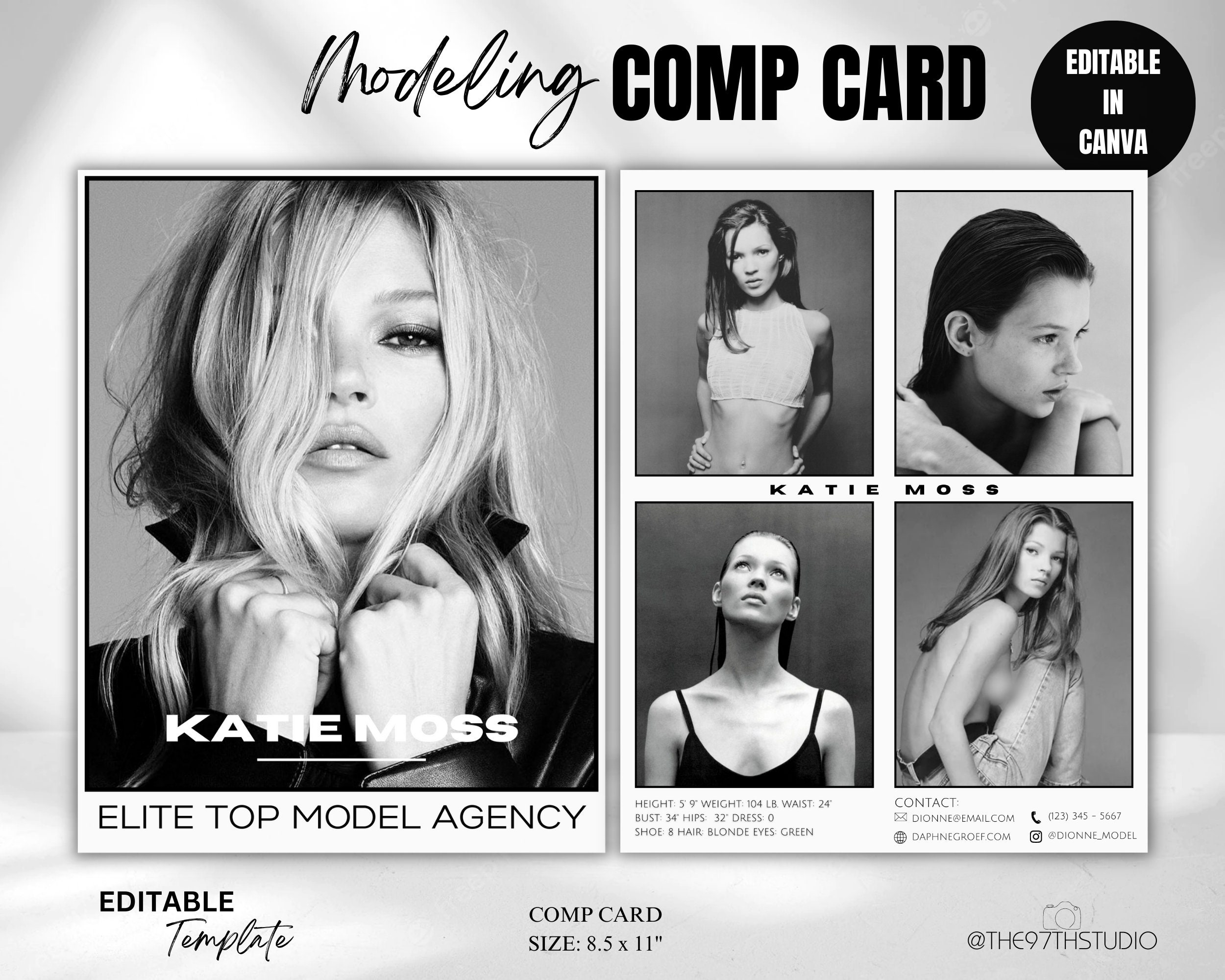 COMP CARD Template, Modeling Photocard, Zed Card for Models, Z Card ...
