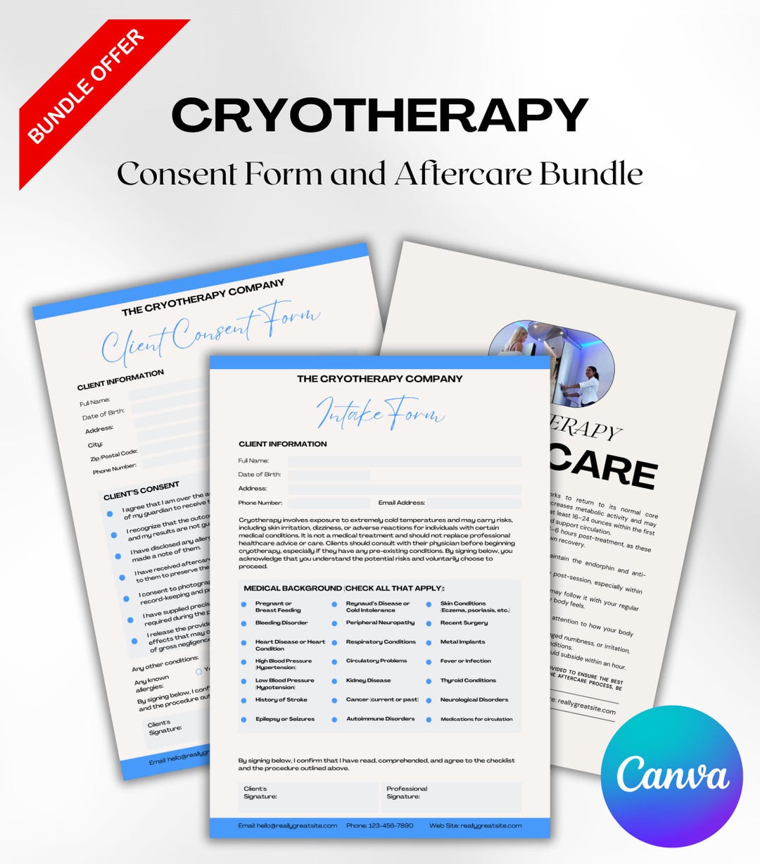 Cryotherapy Business Forms, Cryotherapy Client Intake Forms ...
