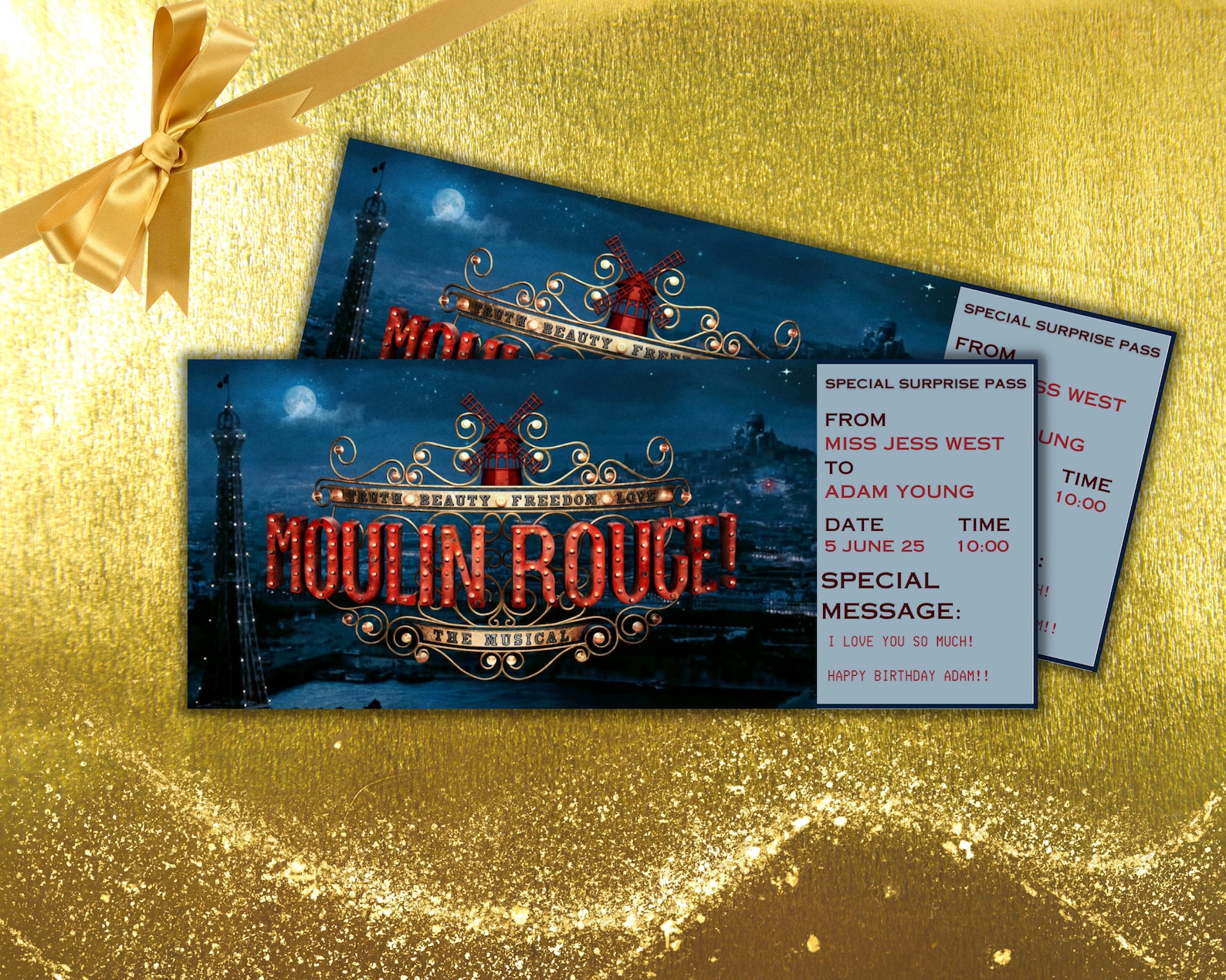 EDITABLE + Printable Moulin Rouge Broadway Surprise Ticket,musical ...