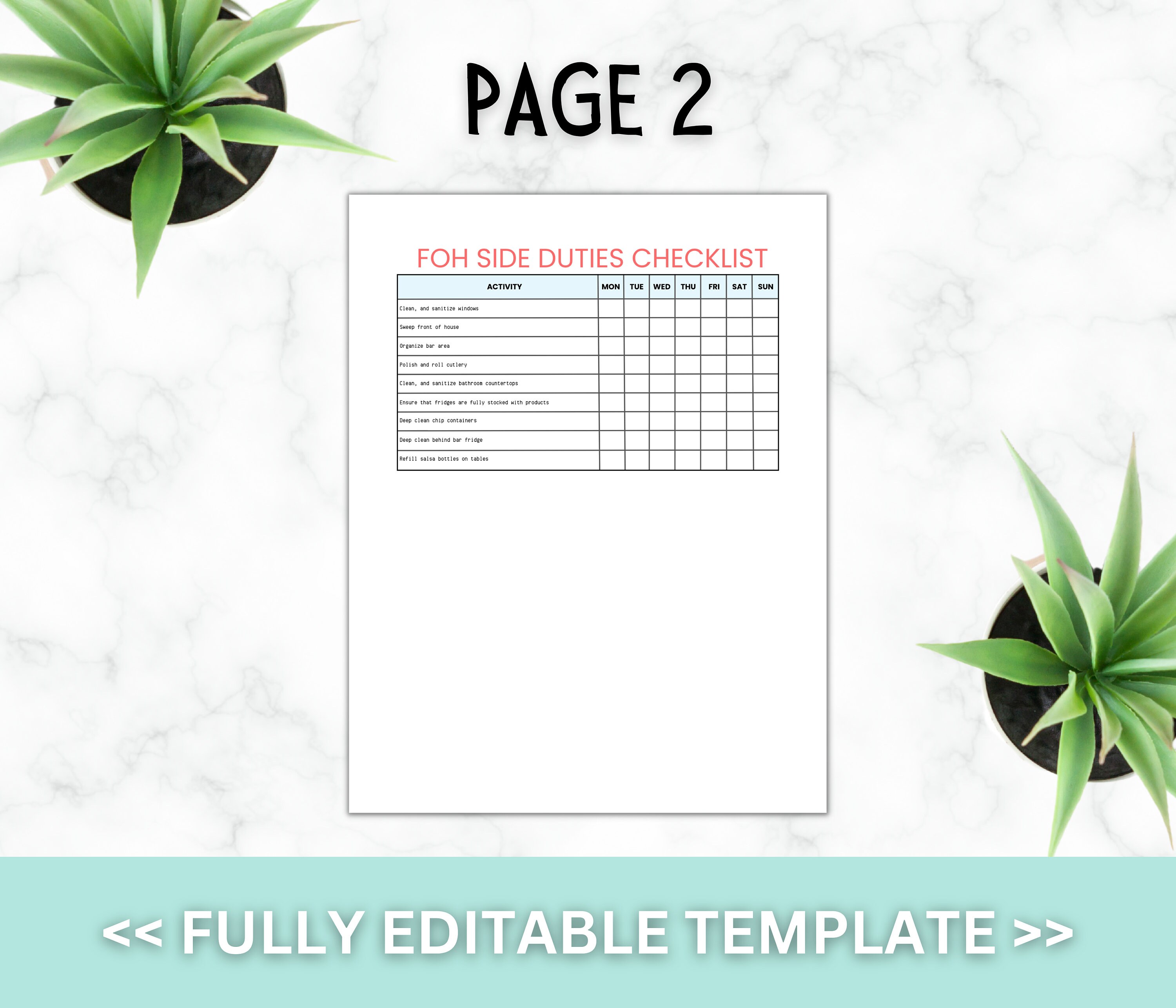 Restaurant Templates Starter Pack, Cleaning Checklist, Restaurant ...