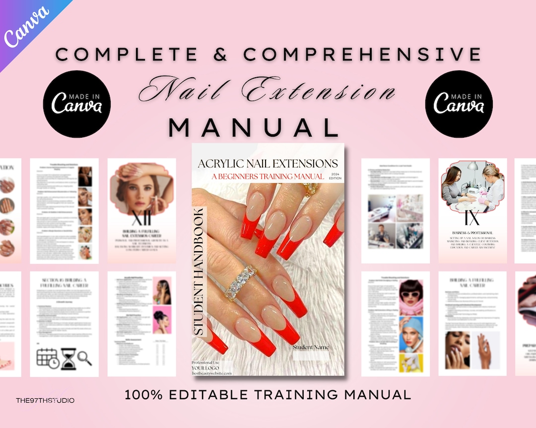 Acrylic and Gel Nails Editable Training Manual, Training Manual, Nail ...