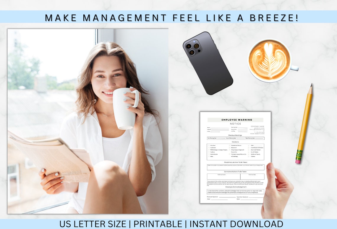 Employee Disciplinary Form, EDITABLE Warning Notice, Small Business ...