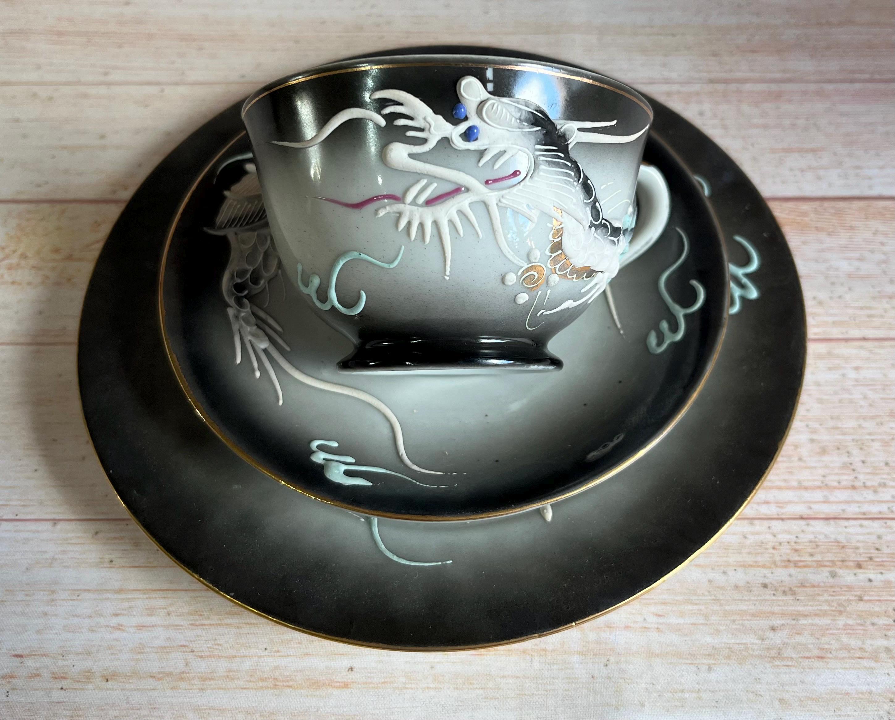 Vintage Late 1940s Japanese Moriage Dragonware Tea Cup Saucer and Side ...