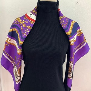 Vintage Scarf Purple Multicolour Headscarf Retro Regalia Theme ...