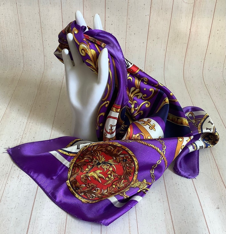 Vintage Scarf Purple Multicolour Headscarf Retro Regalia Theme ...