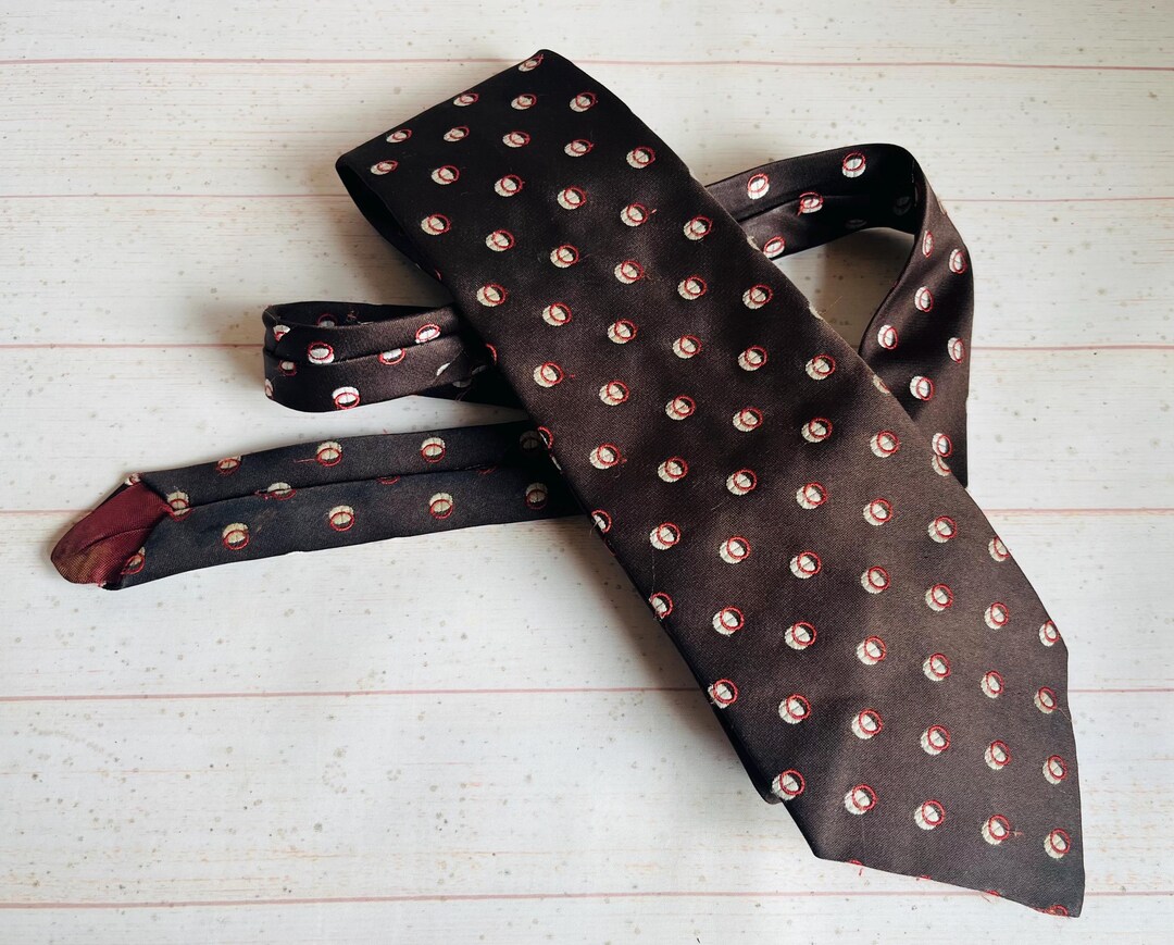 1960s Prova Tie: Brown Base With Geometric Pattern, Polyester Necktie ...