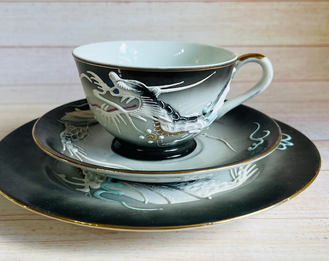 Vintage Late 1940s Japanese Moriage Dragonware Tea Cup Saucer and Side ...