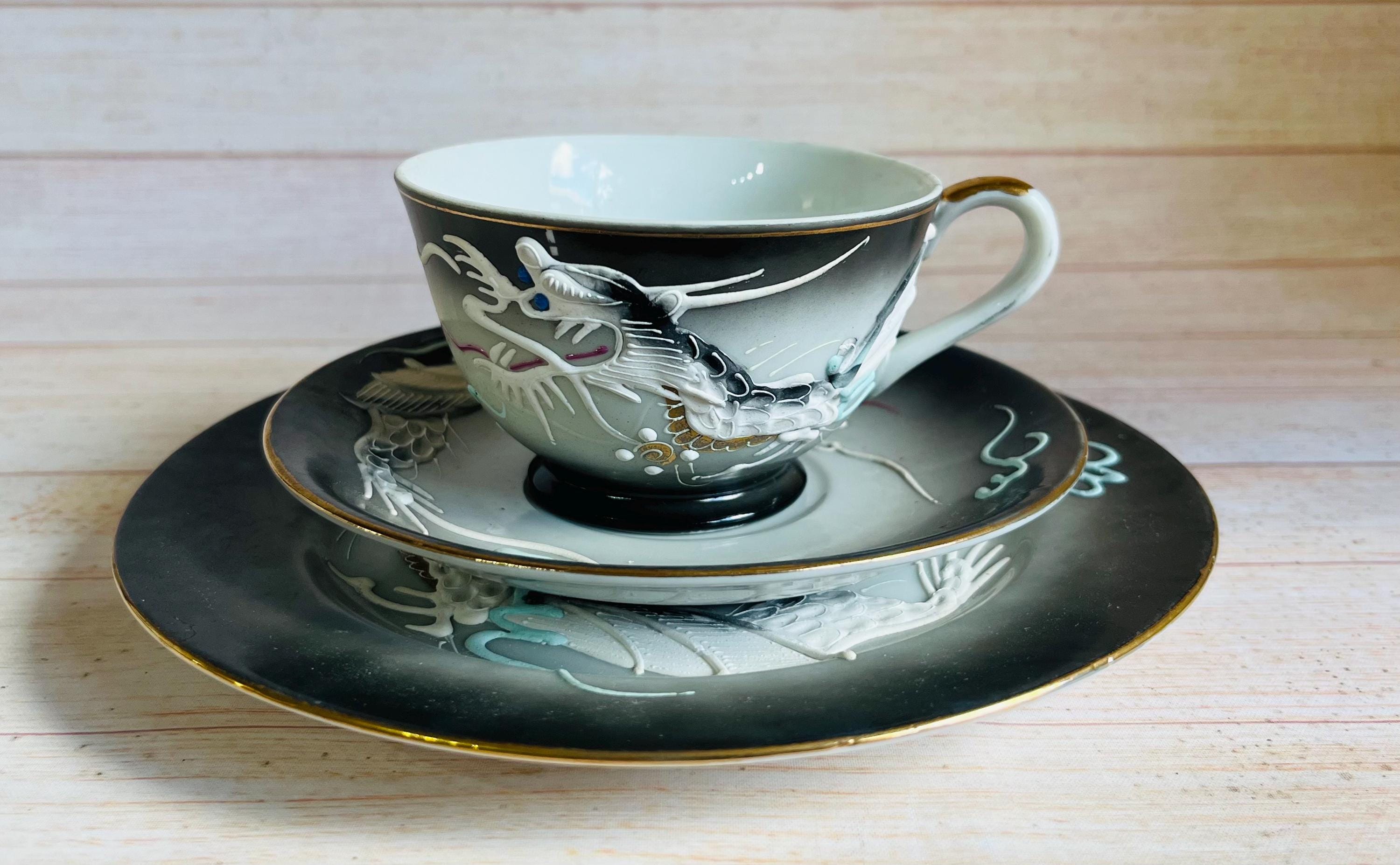 Vintage Late 1940s Japanese Moriage Dragonware Tea Cup Saucer and Side ...