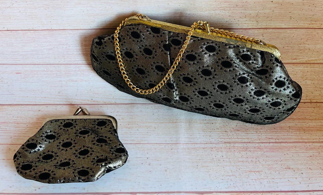 Vintage 1950s Pewter Chiffon Handbag With Coin Purse - Etsy