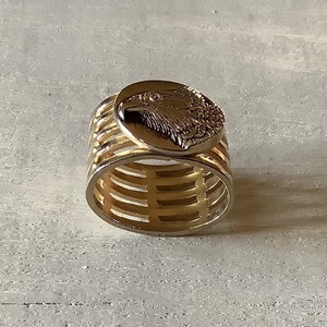 Vintage Eagle Head Ring Scarf Holder Retro Goldtone Slide Tube Scarf ...