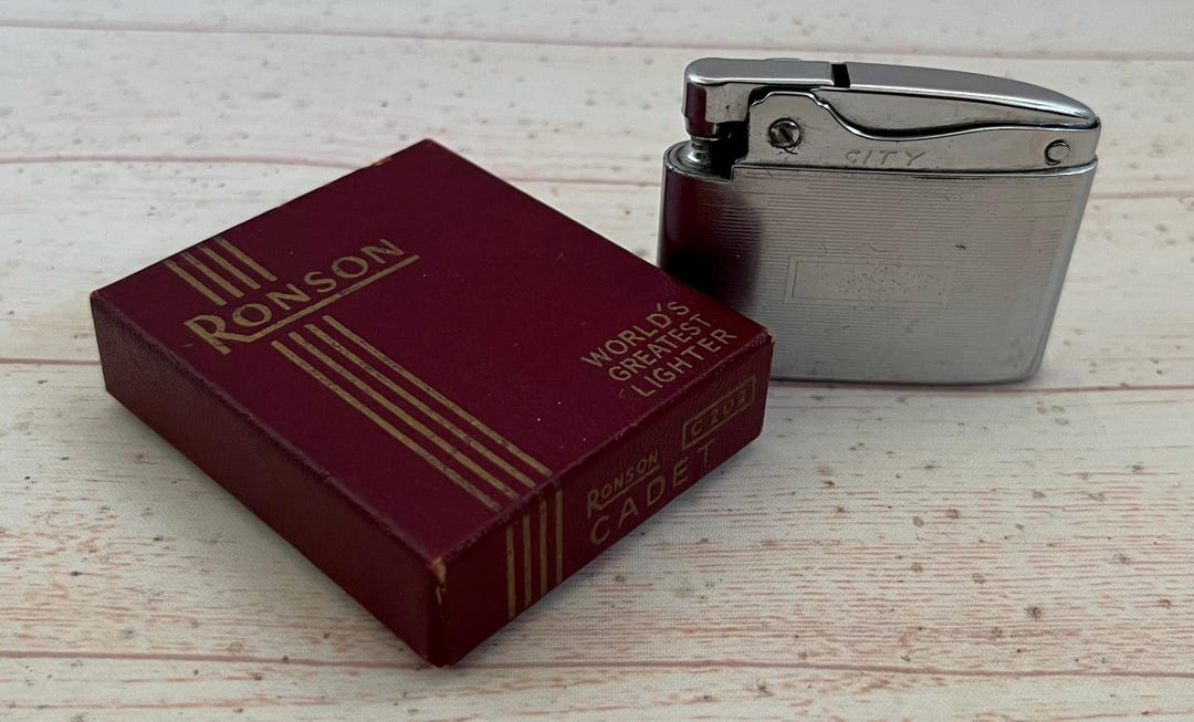 Vintage 1960s Ronson City Lighter Retro NOT Working Lighter Flat ...