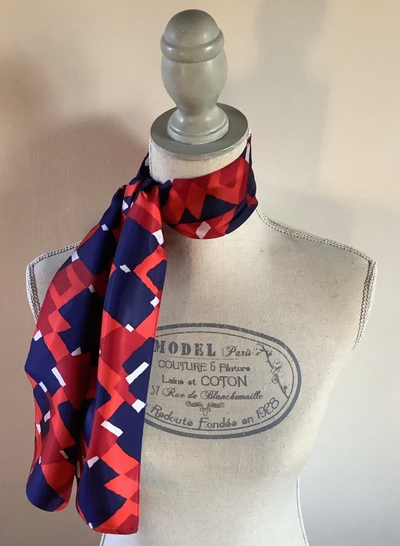Vintage Long Scarf Geometric Pattern Neckerchief Retr… - Gem
