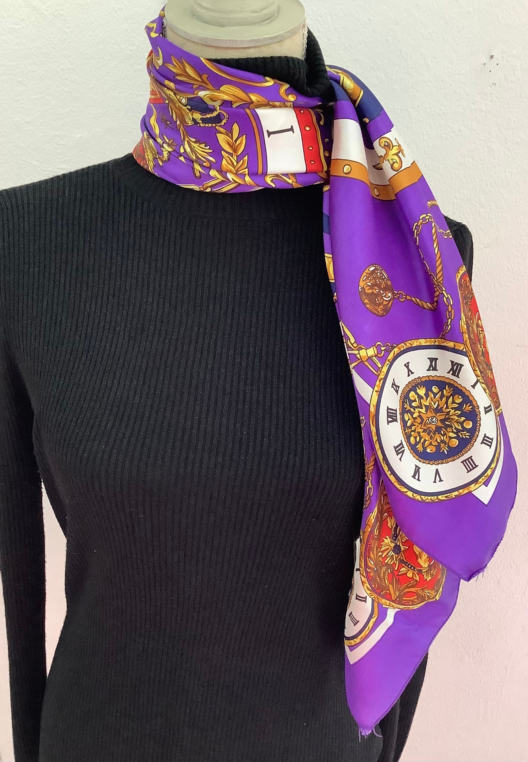 Vintage Scarf Purple Multicolour Headscarf Retro Regalia Theme ...