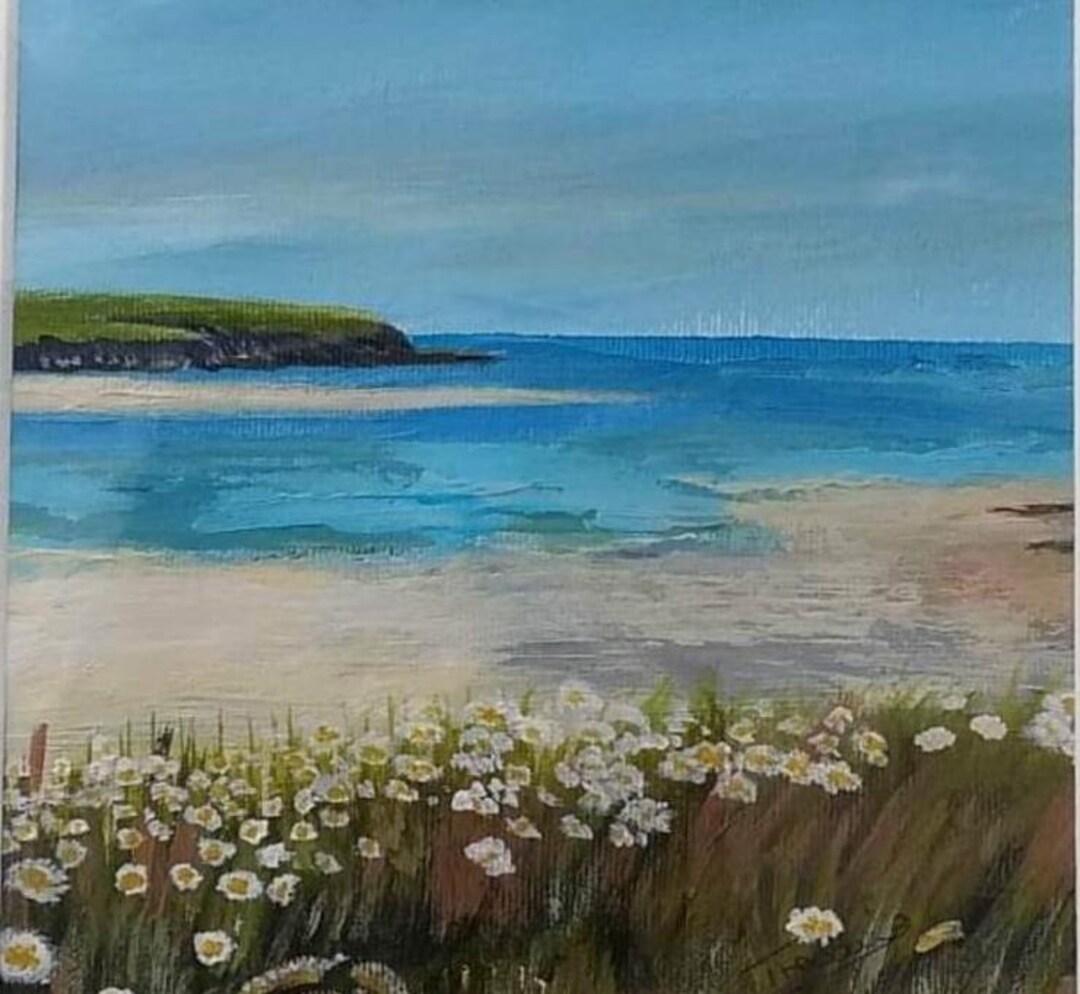 Rock Beach, Daymer Bay, Stepper Point, Art Print, Daisies, Brea Hill ...