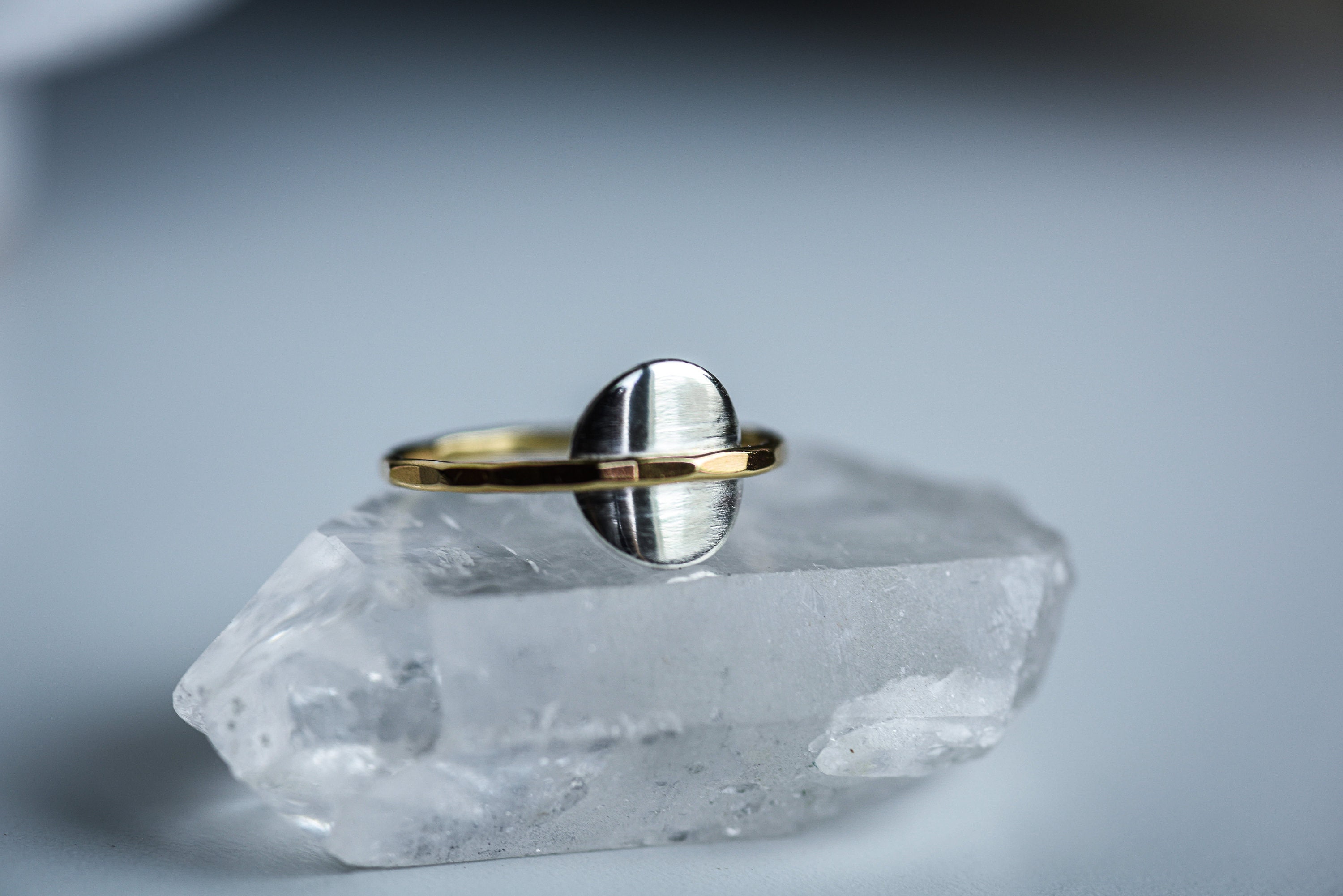 Saturn Silver and Gold Ring, Universe Ring, Circle Ring, Small, MINI ...