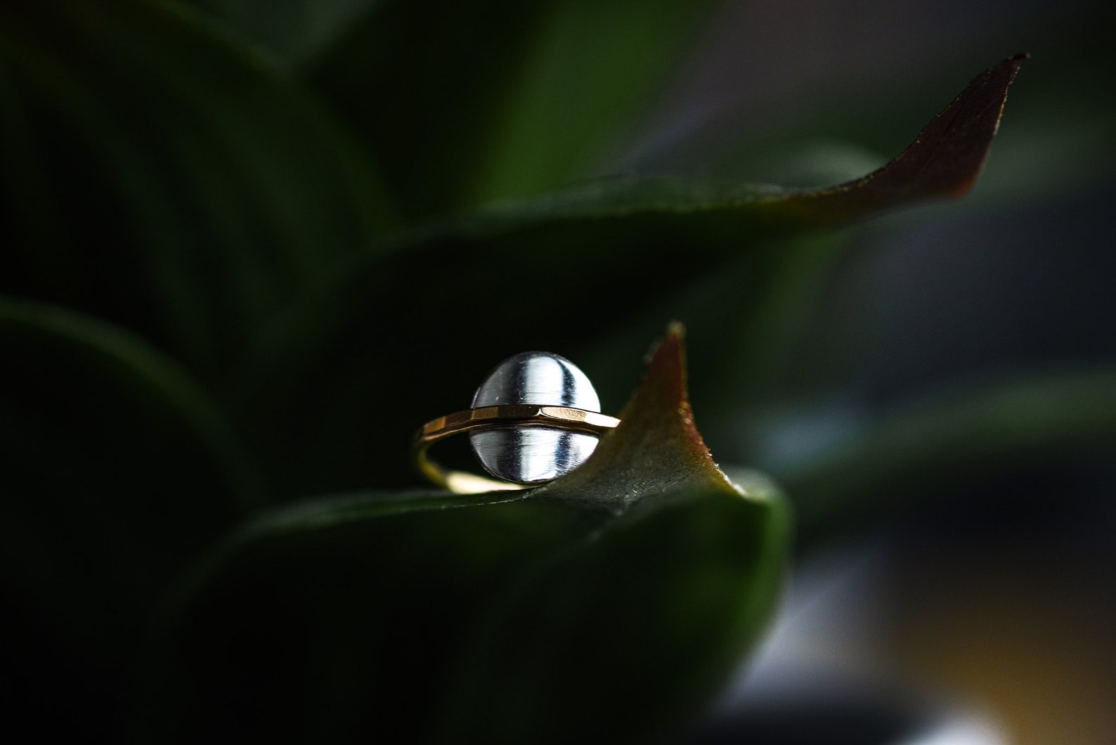 Saturn Silver and Gold Ring, Universe Ring, Circle Ring, Small, MINI ...