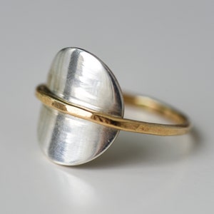 Saturn Silver and Gold Ring, Universe Ring, Circle Ring, Sterling ...