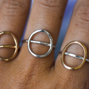 Circle Silver Gold Ring, Universe Ring, Oval Ring, Minimalist, Sterling ...