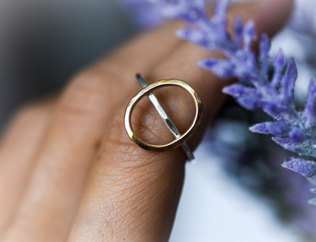 Circle Silver Gold Ring, Universe Ring, Oval Ring, Minimalist, Sterling ...