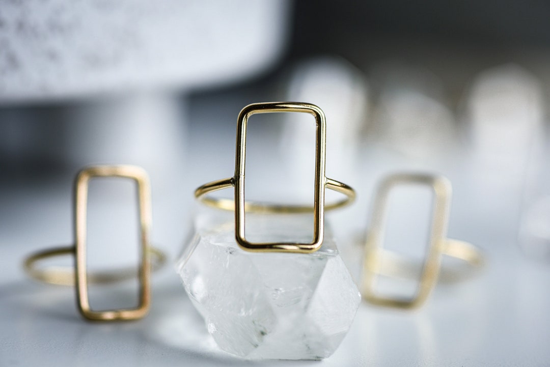 Rectangle Ring, Geometric Ring, Open Square Ring, Shape Wire Jewelry ...