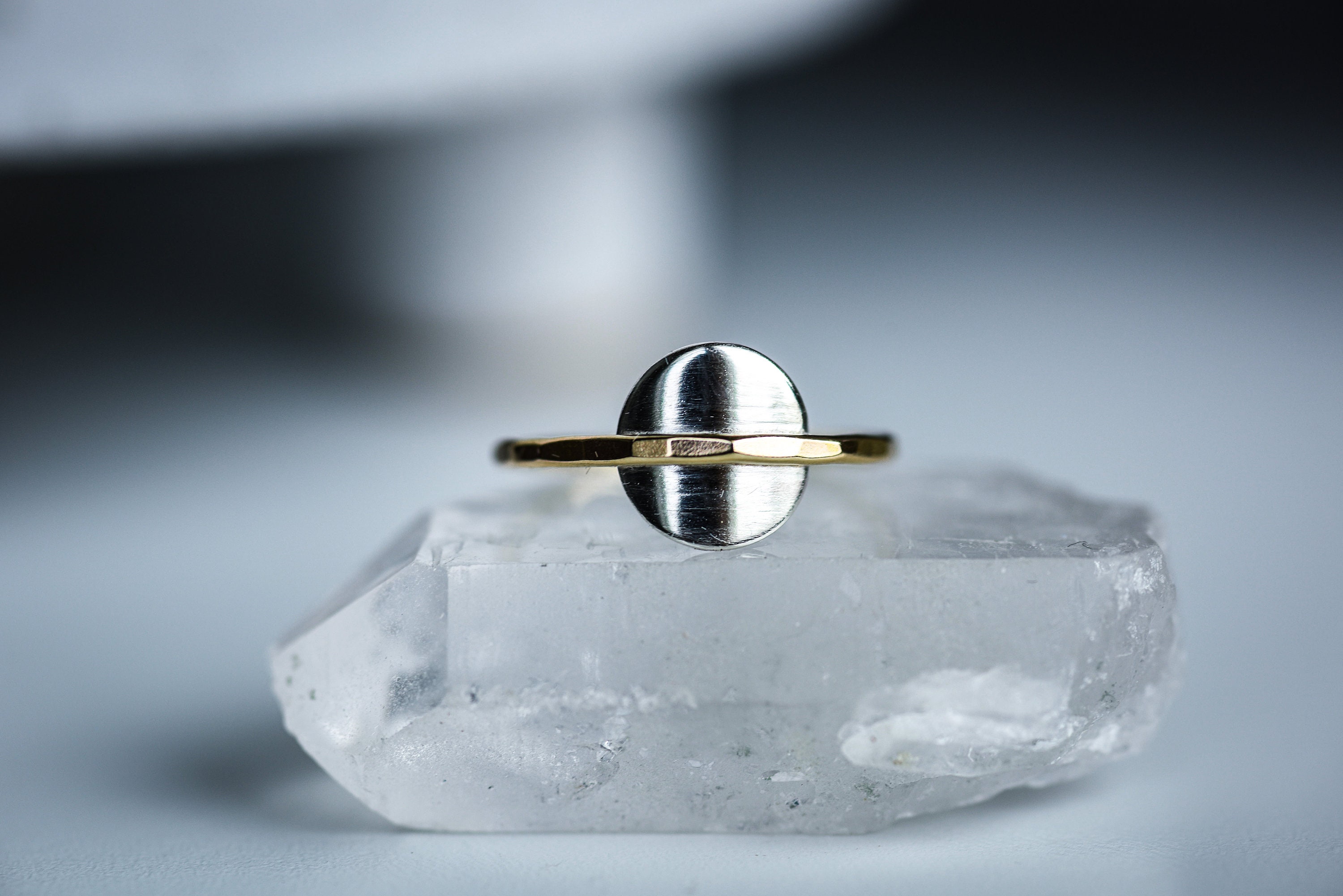 Saturn Silver and Gold Ring, Universe Ring, Circle Ring, Small, MINI ...