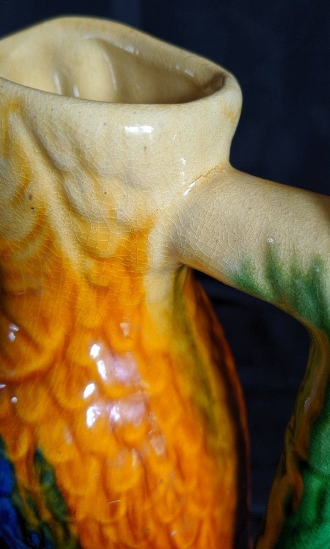 Majolica Parrot Pitcher Figural Parrot Cockatoo | Etsy