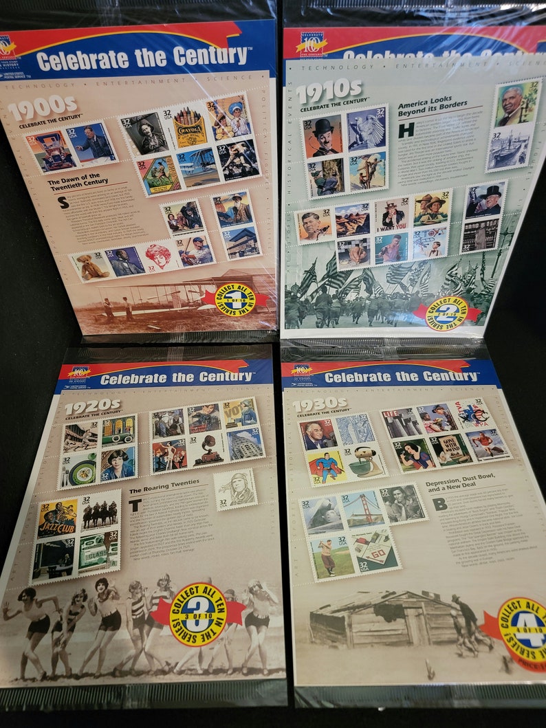 Commemorative 1900 - 1999 Stamp Collection With Display Book ~ Vintage ...