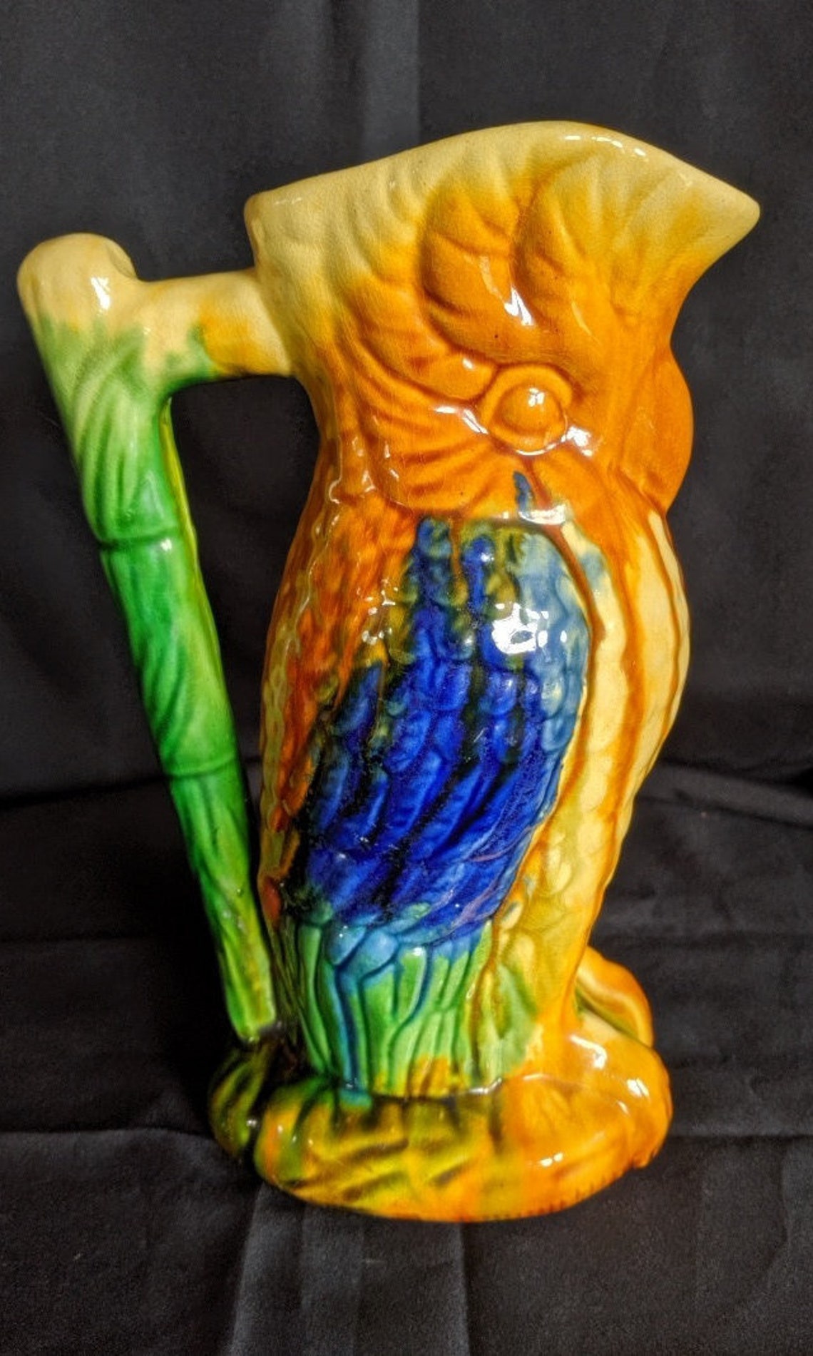 Majolica Parrot Pitcher Figural Parrot Cockatoo | Etsy