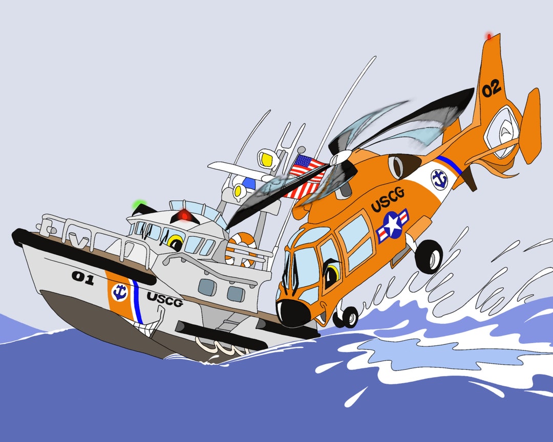 Coast Guard ~ Patrol Boat ~ Rescue Helicopter ~ Digital Art Download ...
