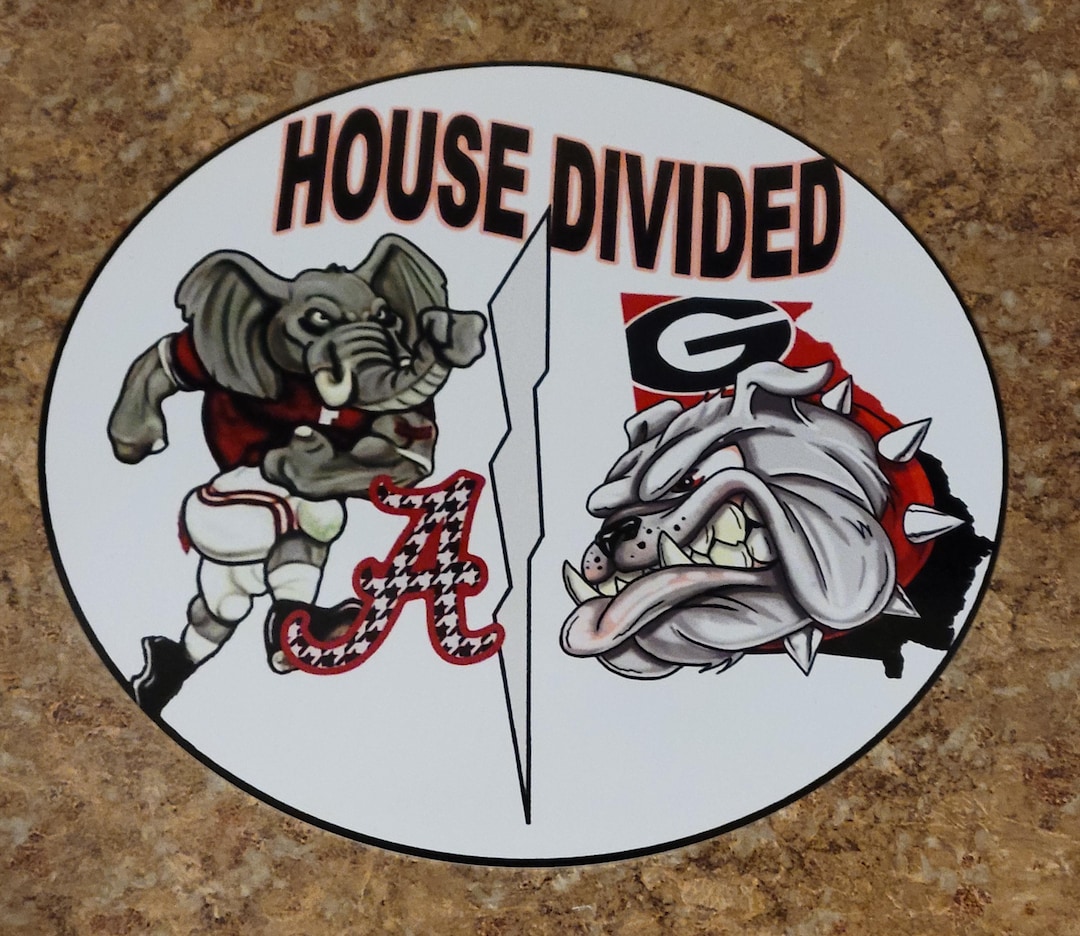 8" Round Metal "house Divided" Football Sign... Bulldog & Elephant - Etsy