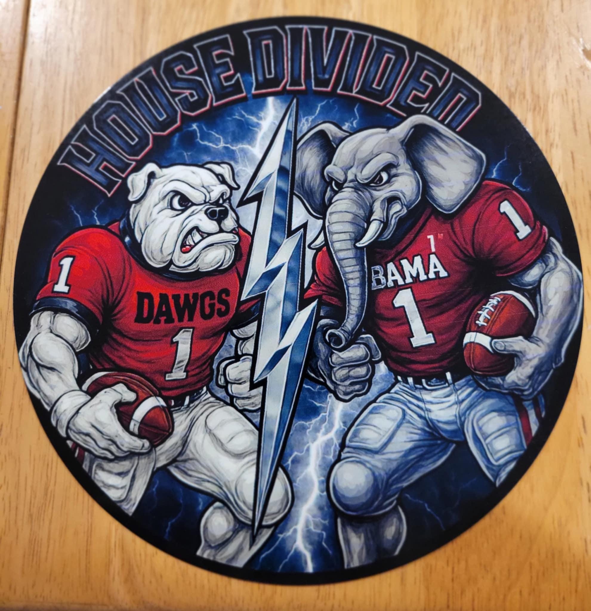 8" Round Aluminum House Divided Georgia Bulldogs and Alabama Roll Tide ...
